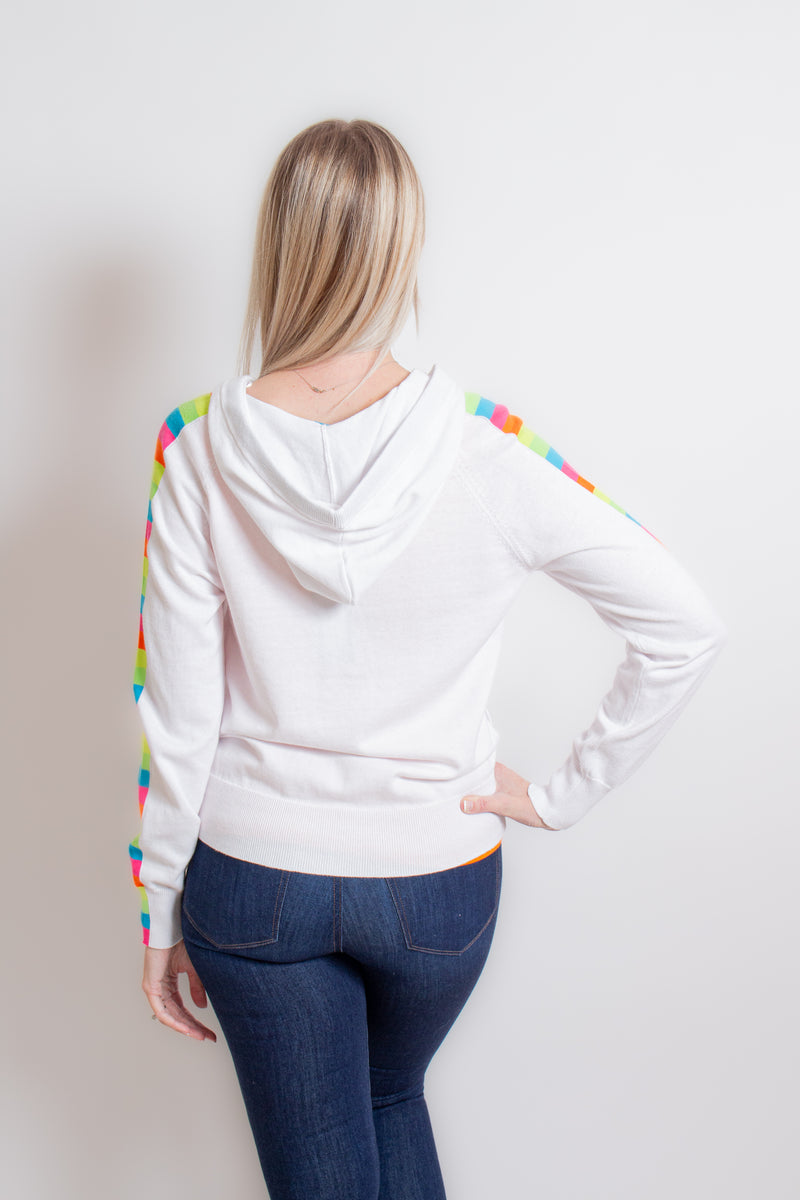 White Zip Jacket w/ Neon Sleeves – Cynthia Elliot Boutique